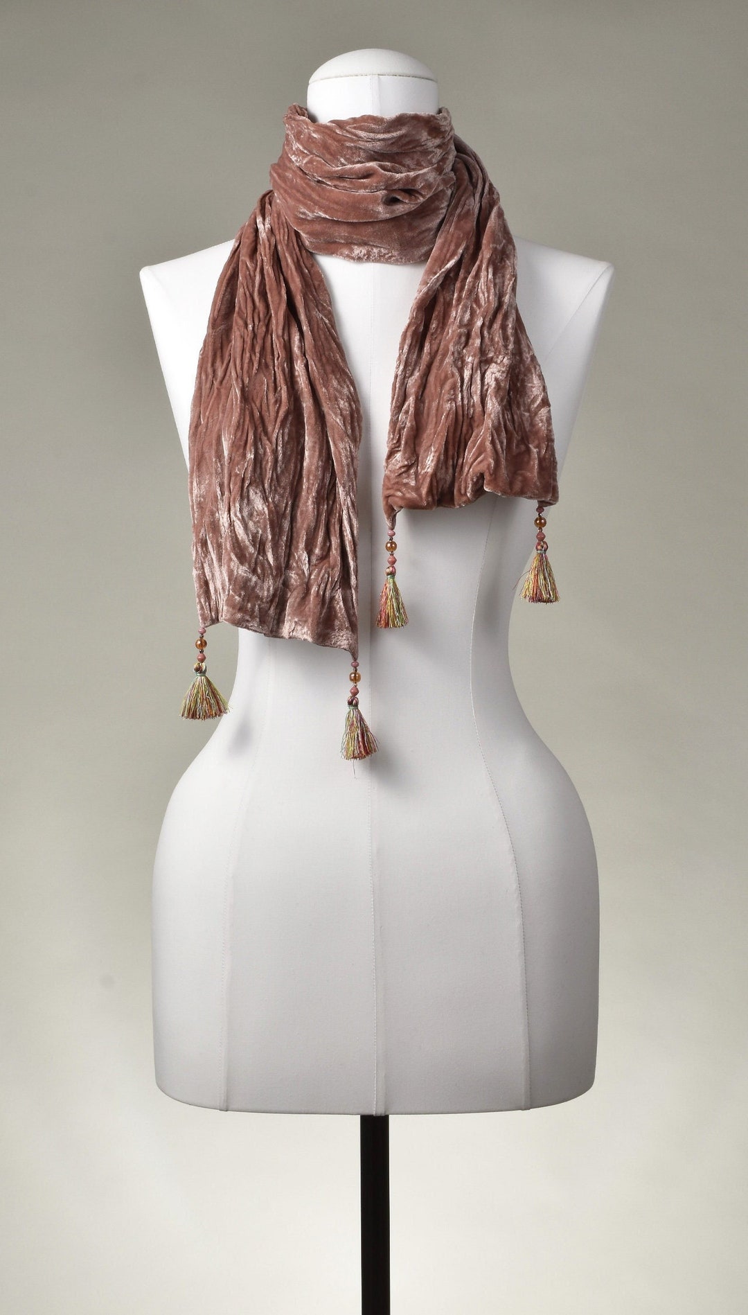 Silk Scarf/shawl/velvet Scarf rusty Velvet Wrinkle Crash With Tassels ...