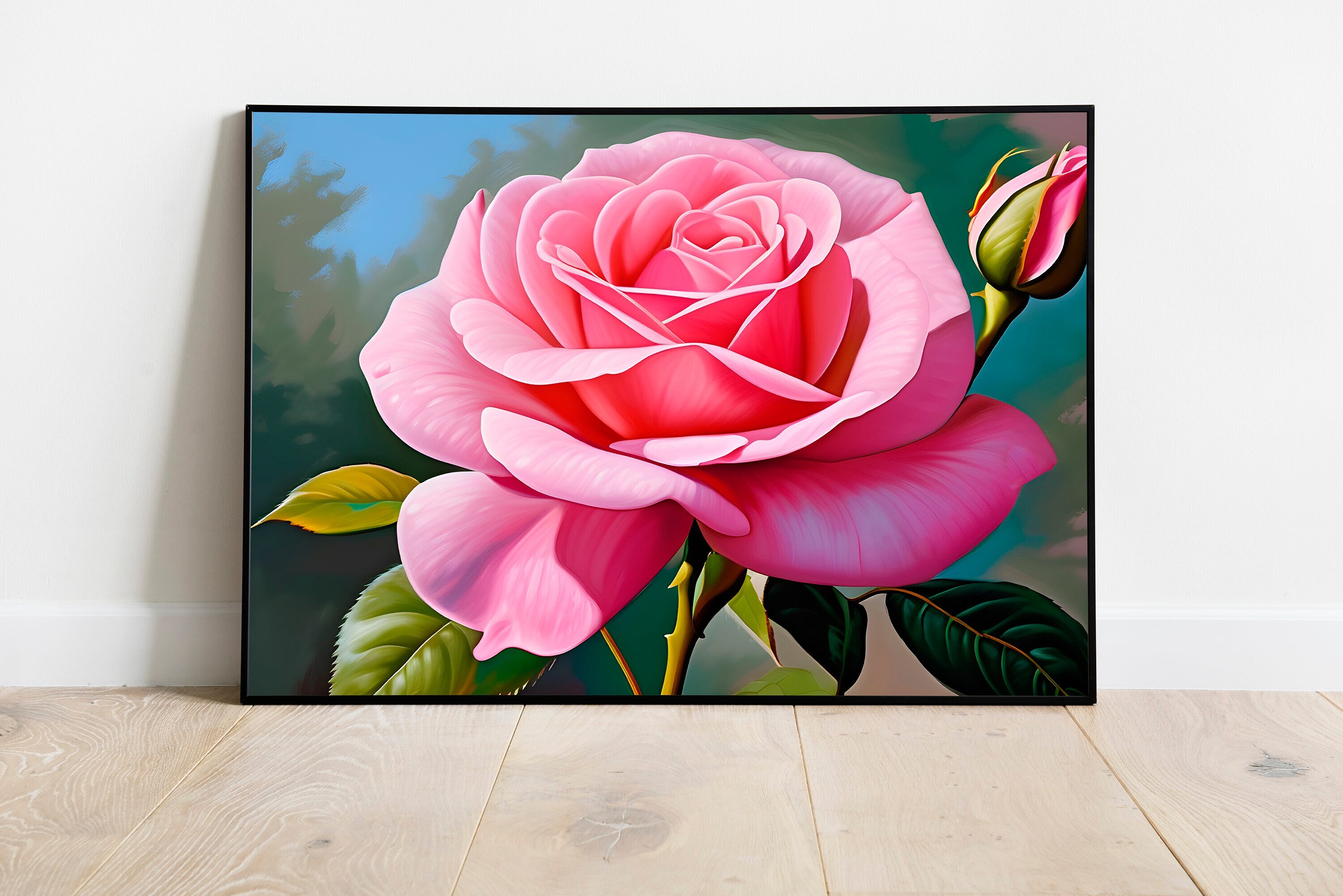 Big Pink Rose Painting on Canvas, Abstract Floral Artwork, Still Life ...