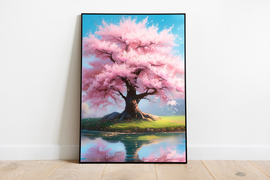 Modern Cherry Blossom Canvas Oil Painting, Blooming Flowers Painting ...