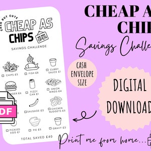 Cheap as Chips Savings Challenge | DIGITAL DOWNLOAD | Printable Savings ...