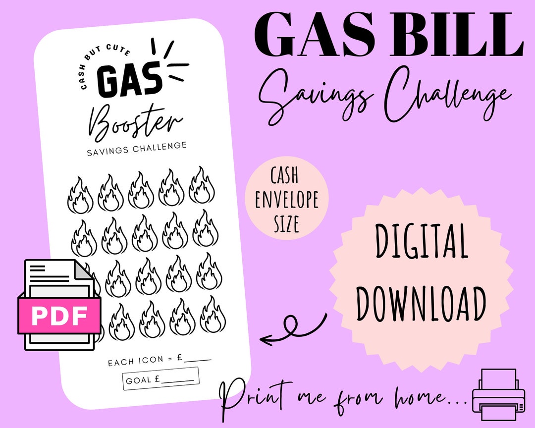 Gas Bill Savings Challenge | DIGITAL DOWNLOAD | Printable Savings ...