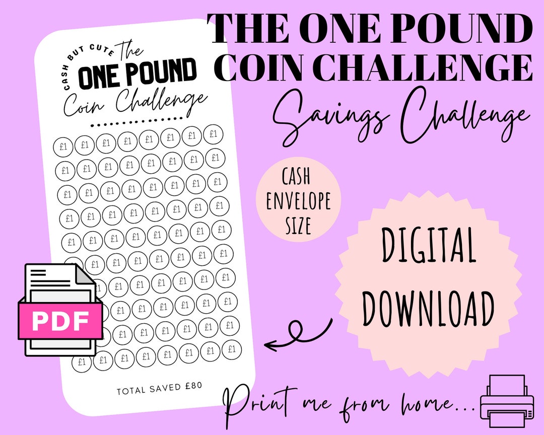 One Pound Savings Challenge | DIGITAL DOWNLOAD | Printable Savings ...