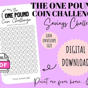 One Pound Savings Challenge | DIGITAL DOWNLOAD | Printable Savings ...
