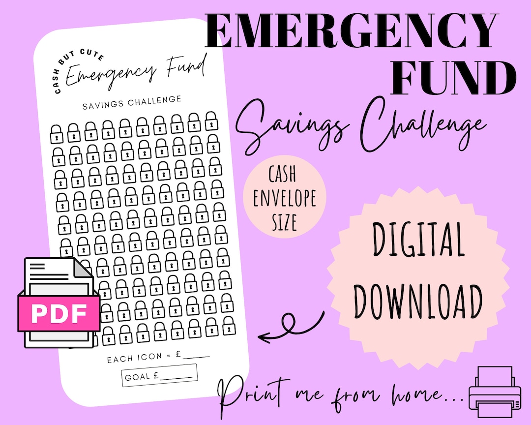 Emergency Fund Savings Challenge | DIGITAL DOWNLOAD | Printable Savings ...