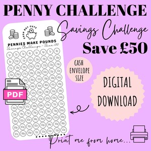 Penny Challenge Savings Tracker DIGITAL DOWNLOAD Printable - Etsy