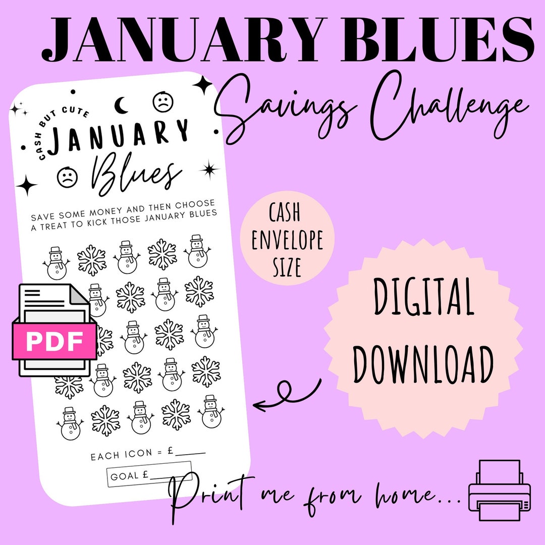January Blues Savings Challenge | DIGITAL DOWNLOAD | Printable Savings ...