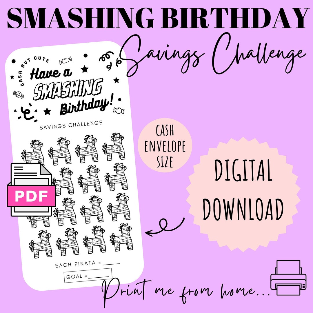 Smashing Birthday Savings Challenge | DIGITAL DOWNLOAD | Printable ...