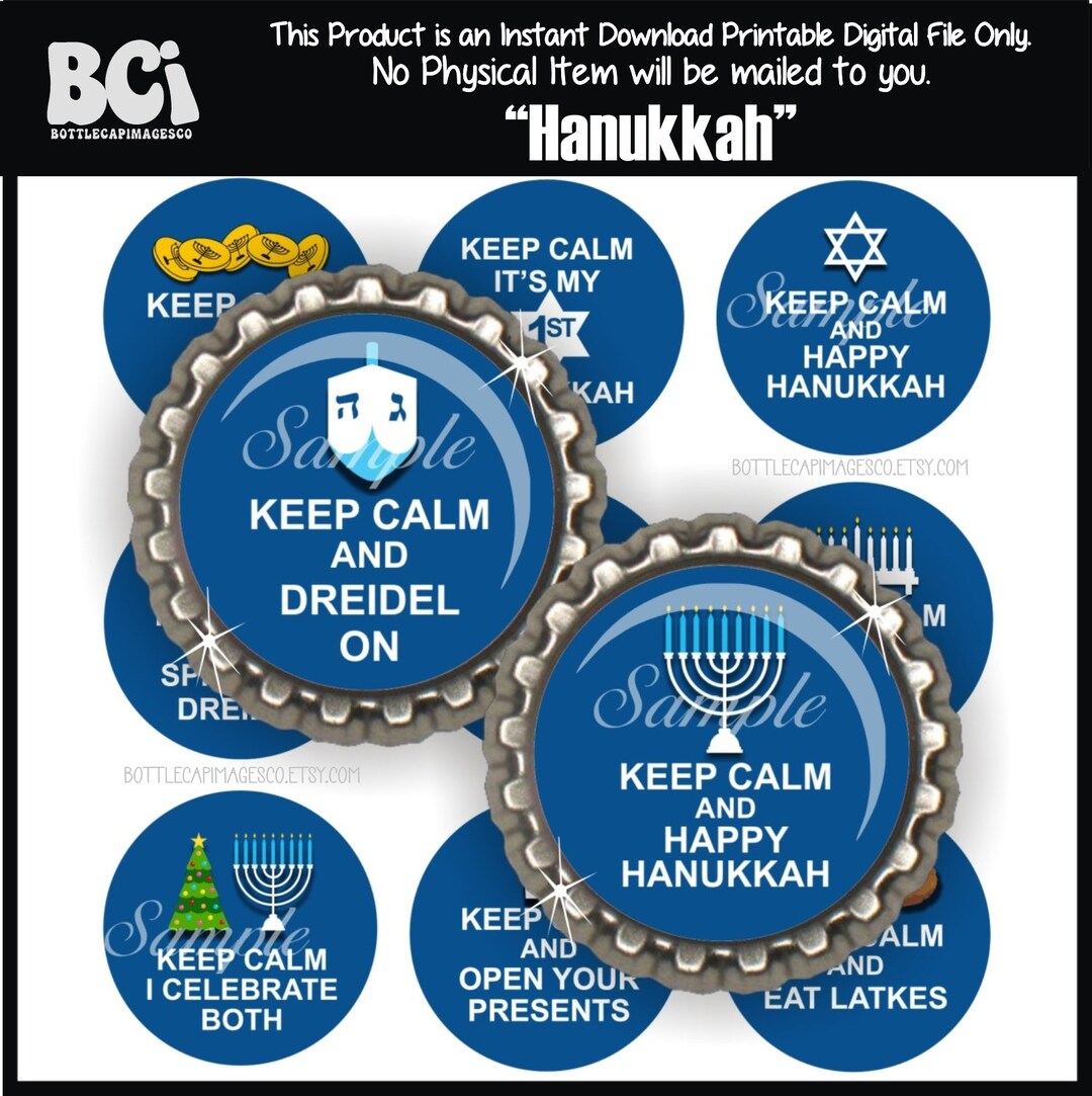 Hanukkah Bottle Cap Images Chanukah Bottle Cap Images BCI Digital 1inch ...