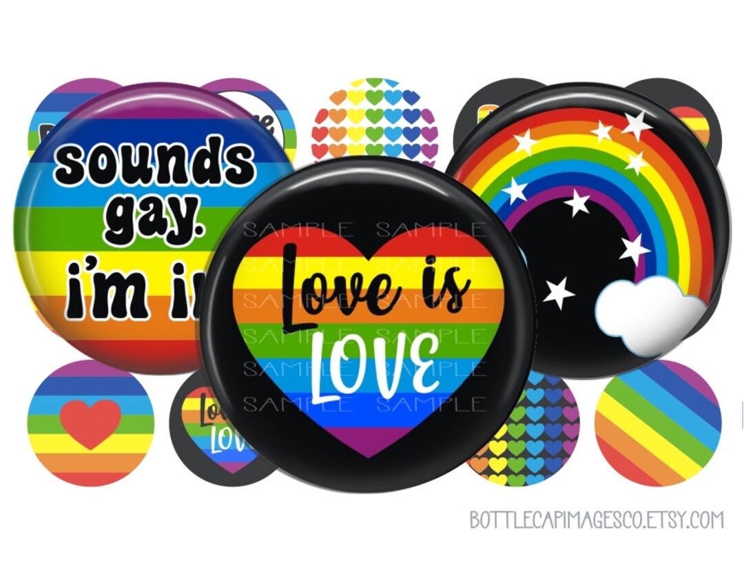 Gay Pride Bottle Cap Images, Rainbow Pride Bottlecap Images, 1 Inch ...