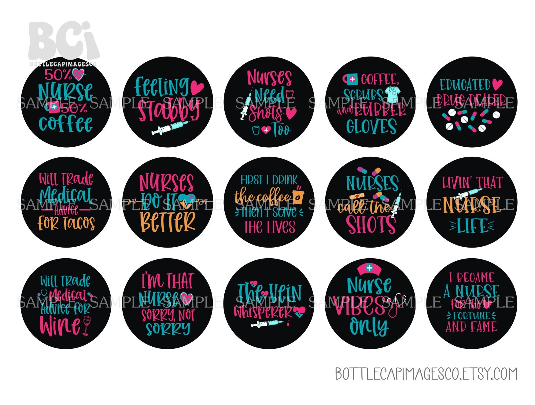 Nurse Shots Bottle Cap Images - Nursing Bottle Cap Images - BCI 1 Inch ...
