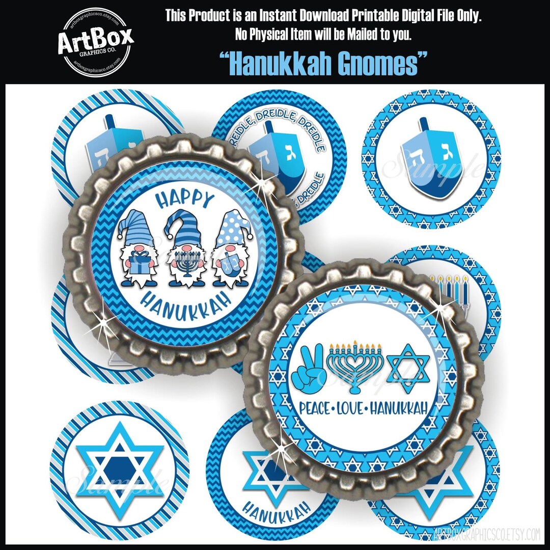 Hanukkah Bottle Cap Images - Chanukah Bottlecap Images- Menorah Digital ...