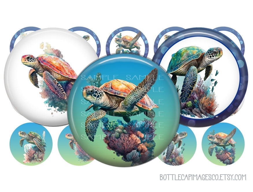 Sea Turtles Bottle Cap Images, Turtle Bottlecap Images, 1 Inch Circles ...