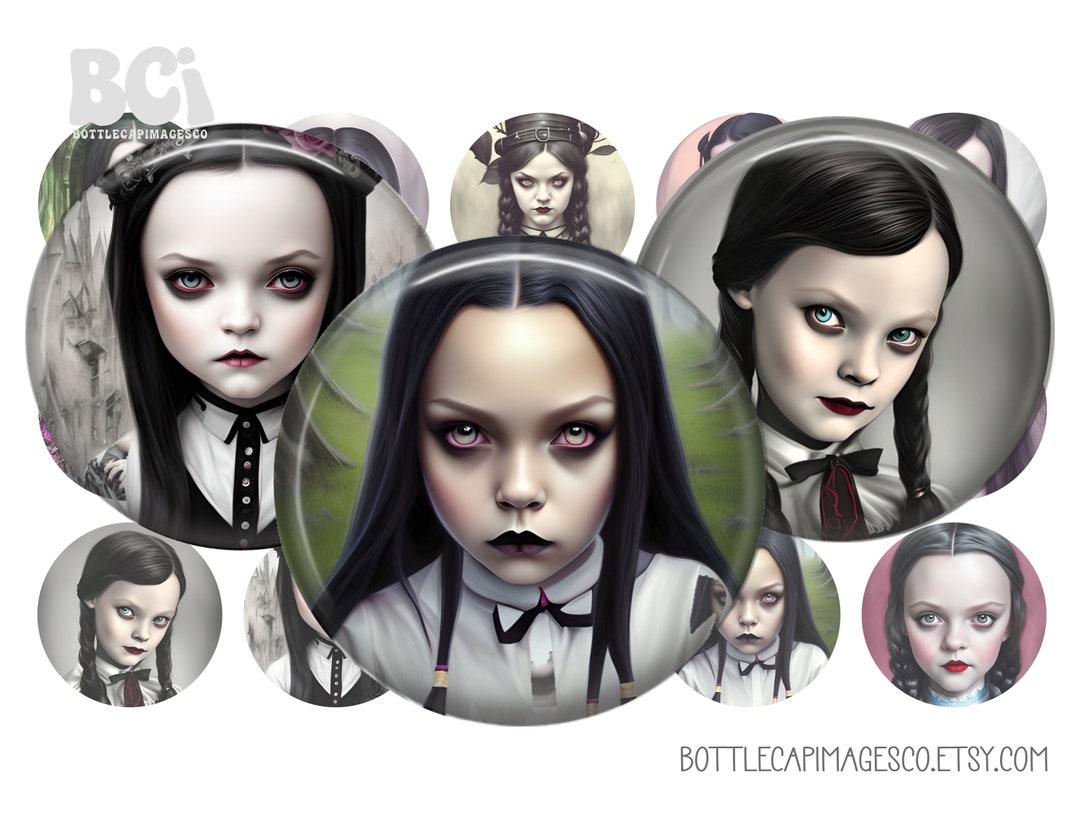 Halloween Creepy Gothic Dolls Bottle Cap Images - Halloween Vintage ...