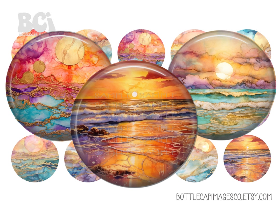 Sunset Beach Bottle Cap Images, Ocean Beach Bottlecap Images, Tropical ...