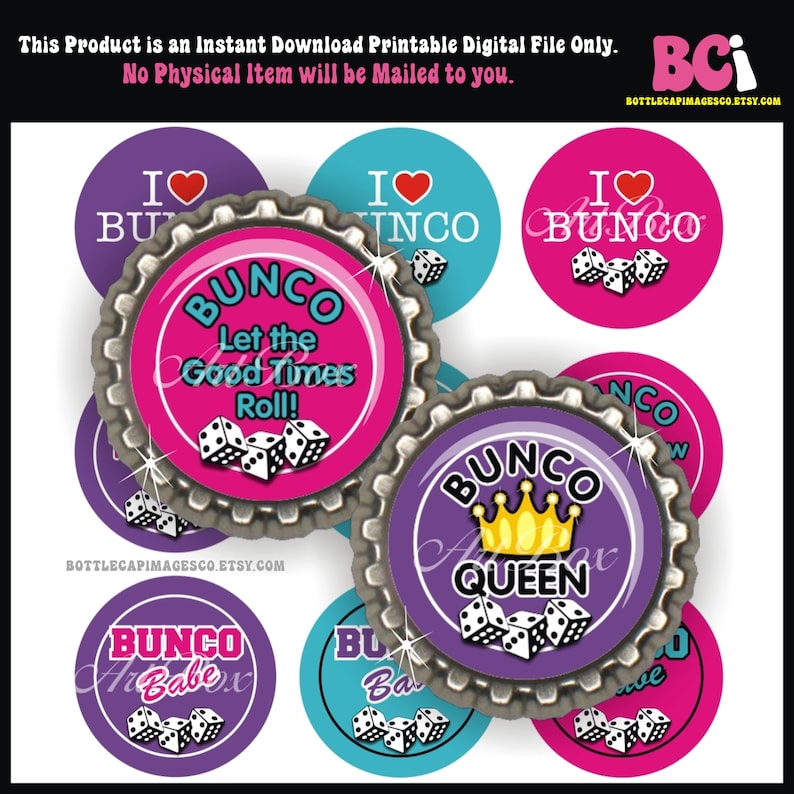 Bunco Bottle Cap Images, Funny Bunco BCI Bottlecap Images, 4X6 Digital ...