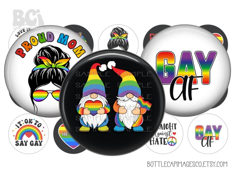Gay Pride3 Bottle Cap Images Rainbow Pride Bottlecap Images 1 Inch Circles 25mm 4X6 Digital ...