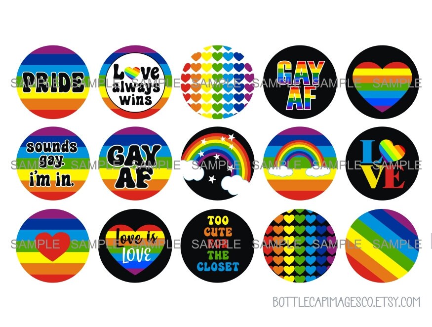 Gay Pride Bottle Cap Images, Rainbow Pride Bottlecap Images, 1 Inch ...