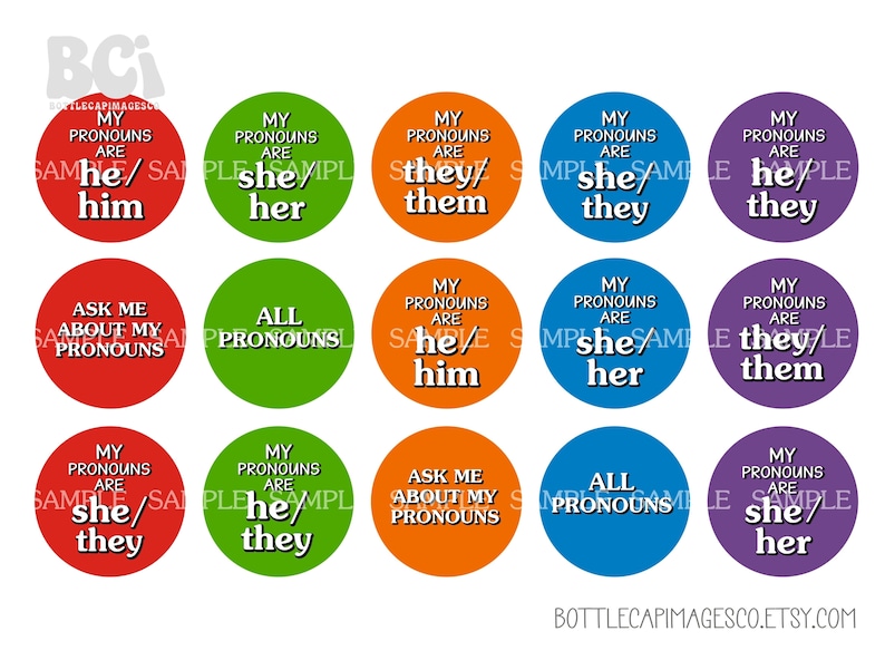 LGBTQ+ Gender Pronoun BCI Images - She, Her, He, Him, They, Them - My ...