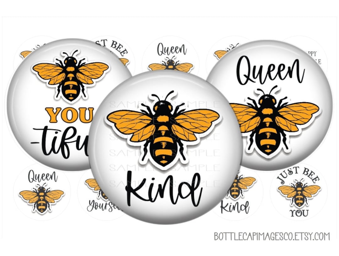 Be Kind Bottle Cap Images, Bee Kind BCI, Digital 1 Inch 25mm Circles ...