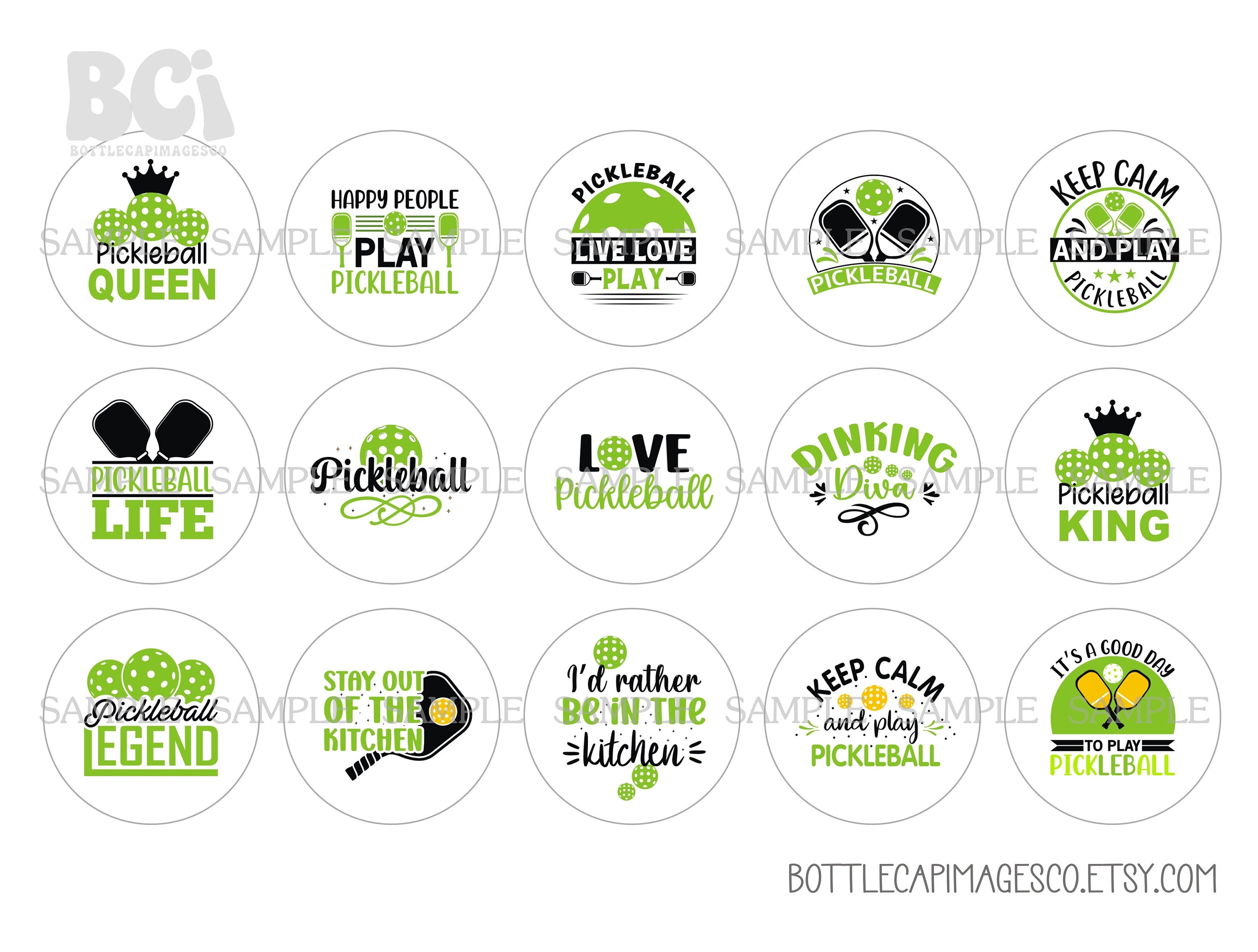 Pickleball Bottle Cap Images, Pickleball BCI Bottlecap Images, 4X6 ...