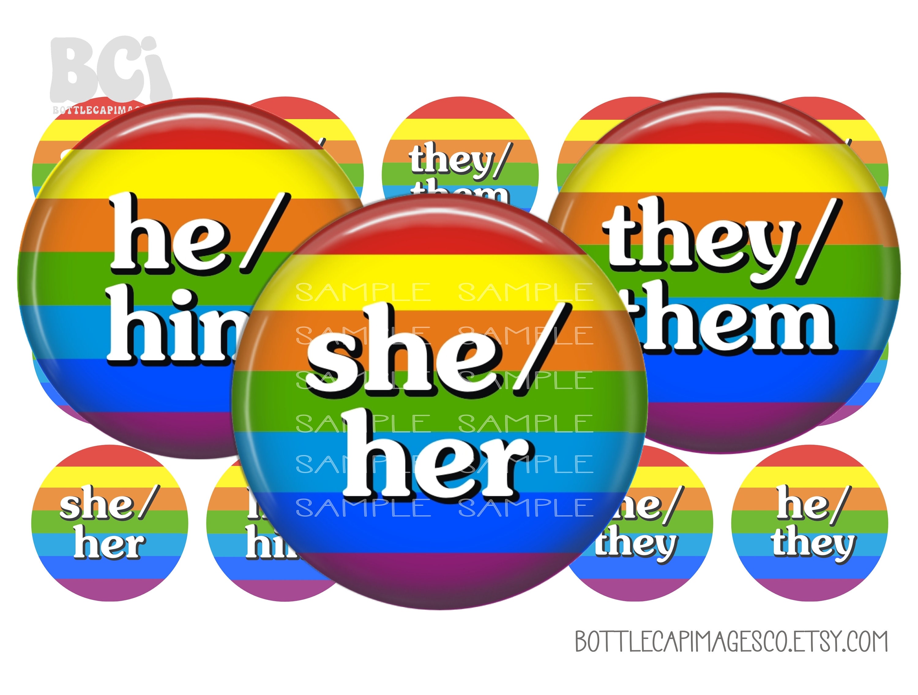 LGBTQ+ Gender Pronoun BCI Images - She, Her, He, Him, They, Them ...