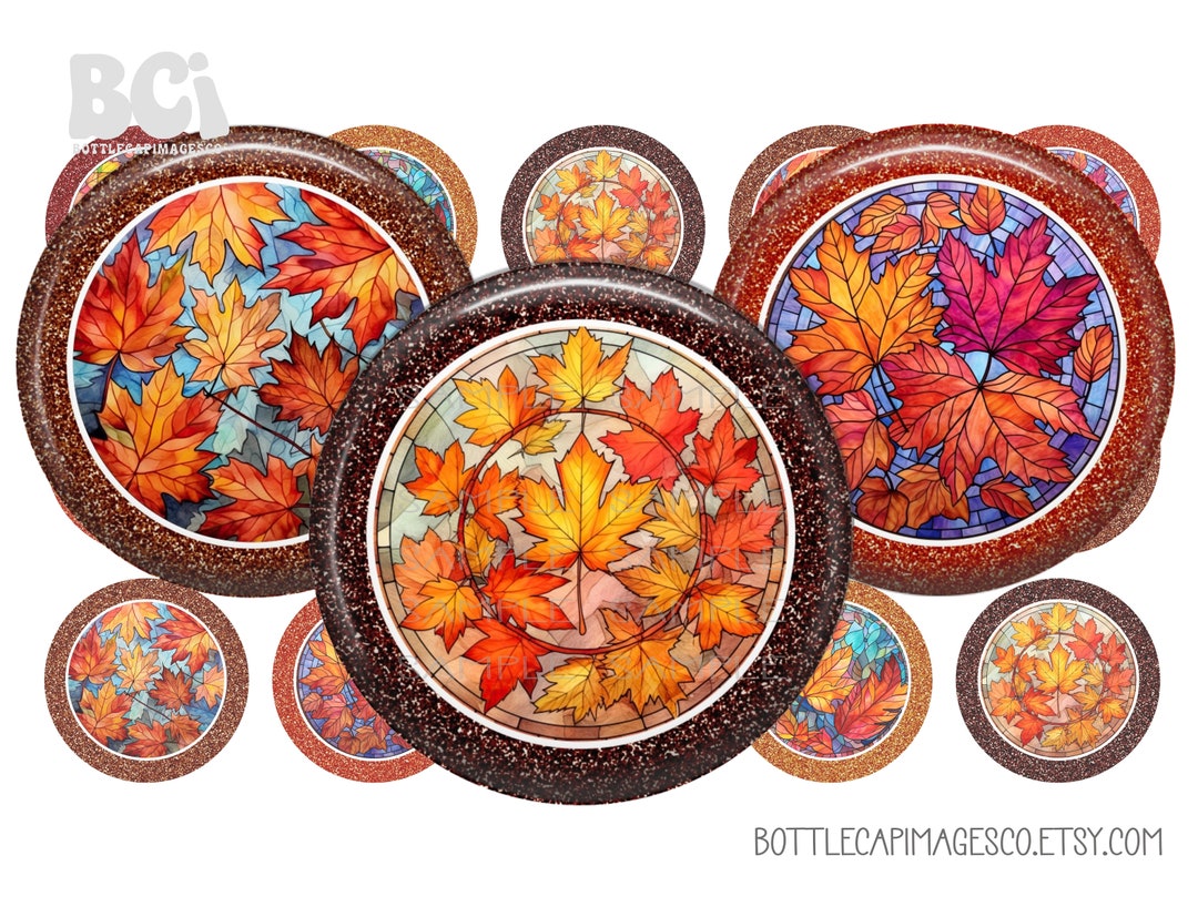 Autumn Leaves Bottle Cap Images - BCI Fall Bottlecap Images - 1 Inch ...
