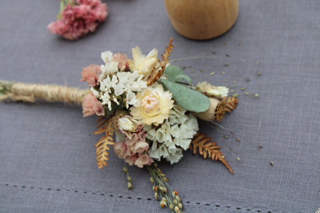 Lapel Jewelry, Dried Boutonniere, Dried Flower Wedding Favor, Autumn ...