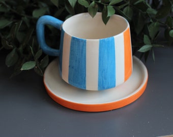 Orange and Blue Mug - Etsy