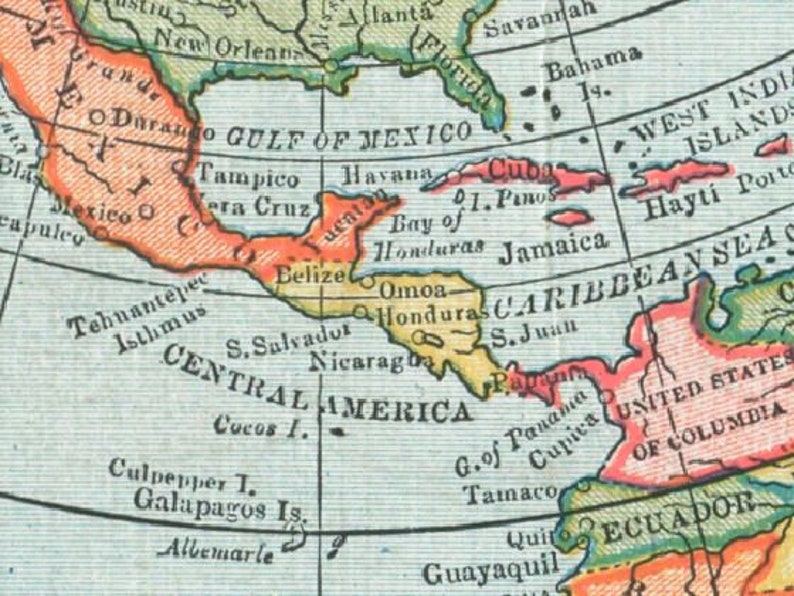 Mapa Gleason's new standard map of the world. 1892Map. - Etsy México