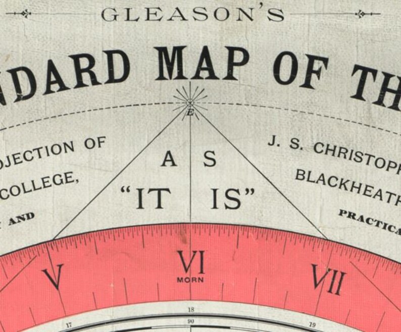 Mapa Gleason's new standard map of the world. 1892Map. - Etsy México