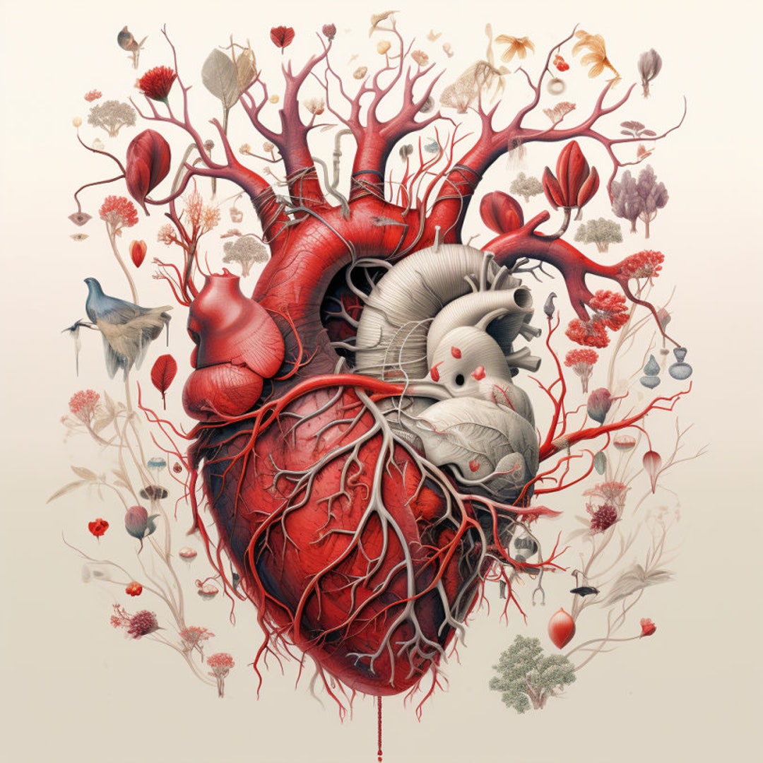 Human Heart Blended With Trees and Birds. - Etsy