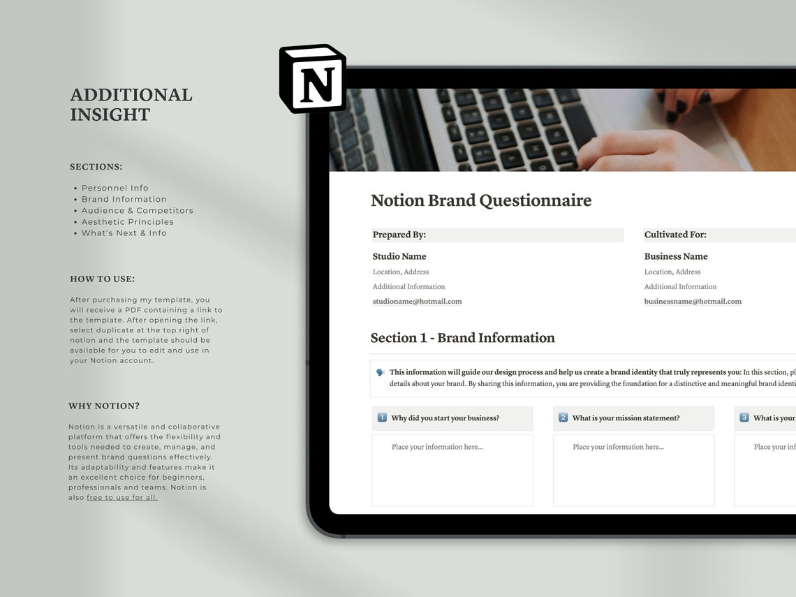 Notion Brand Questionnaire Template | Comprehensive Notion Template ...