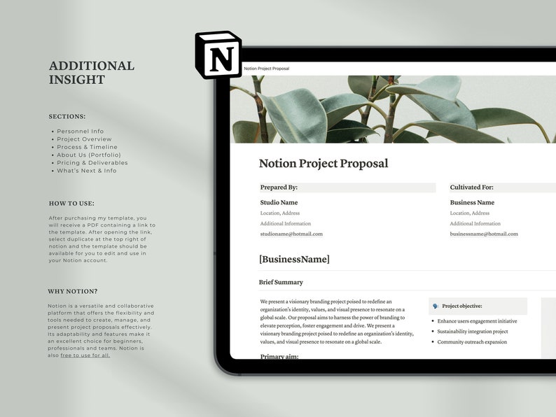 Notion Project Proposal Template | Professional Notion Template | Streamline Your Business ...