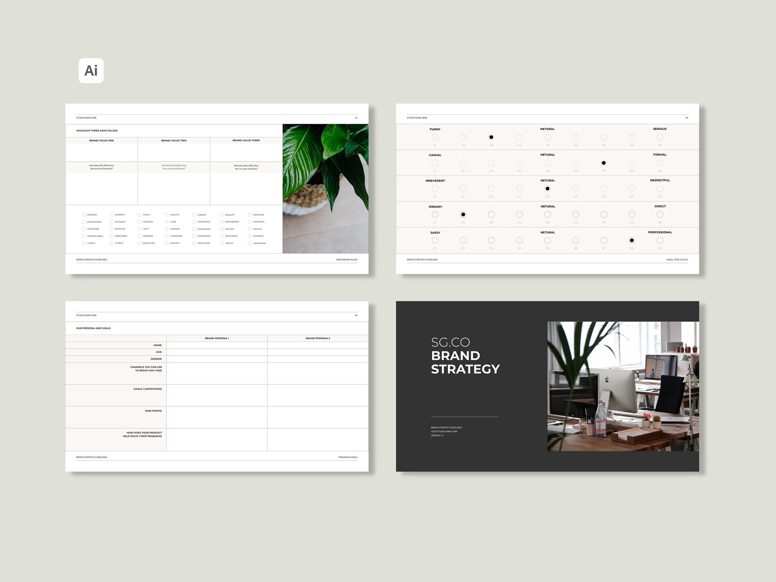 Brand Strategy Workbook Template | Adobe Illustrator | Brand Direction ...