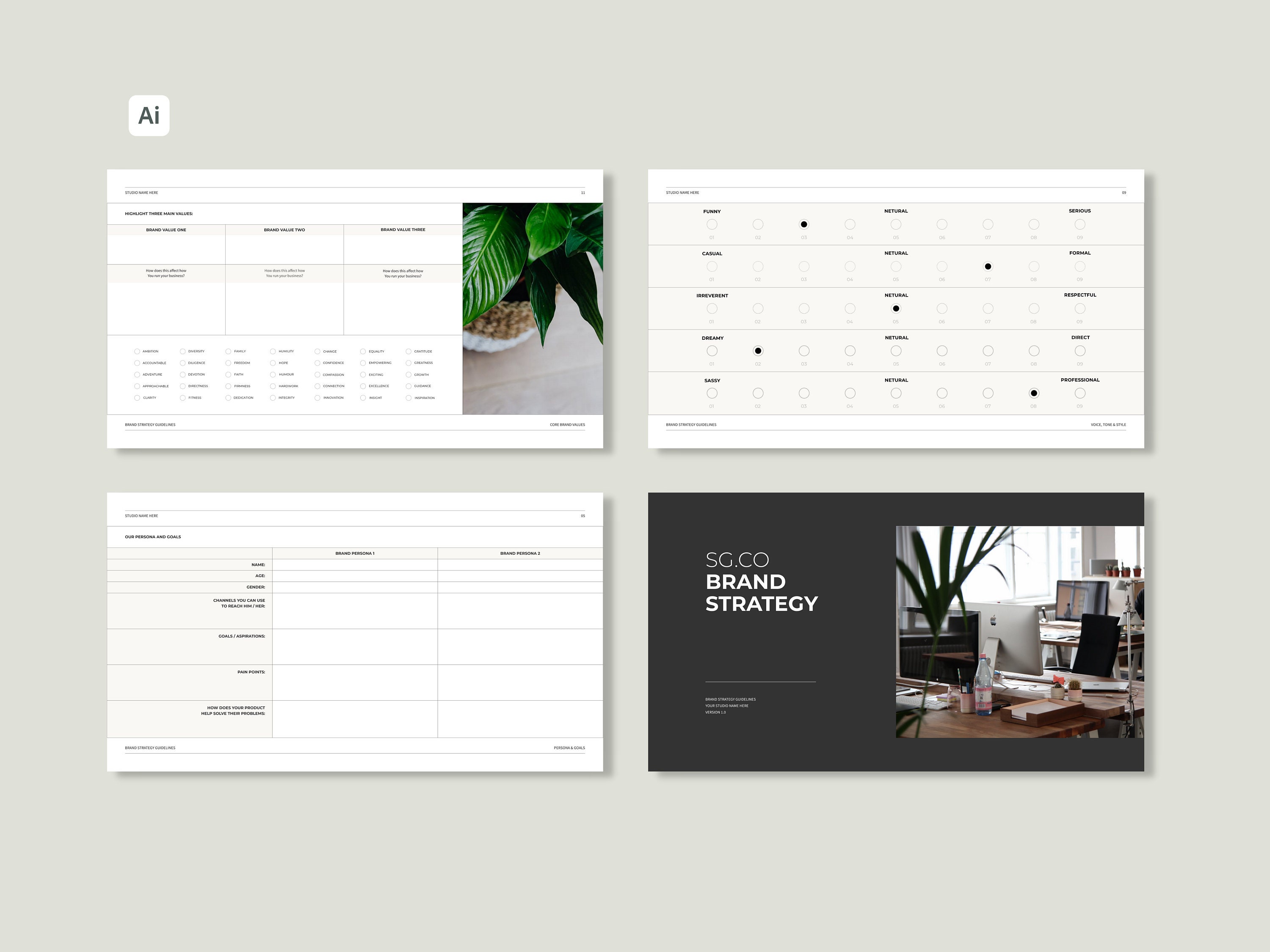 Brand Strategy Workbook Template Adobe Illustrator Brand Direction ...