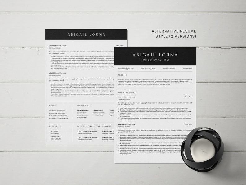 Professional Resume Cover Letter & Reference Template Word - Etsy