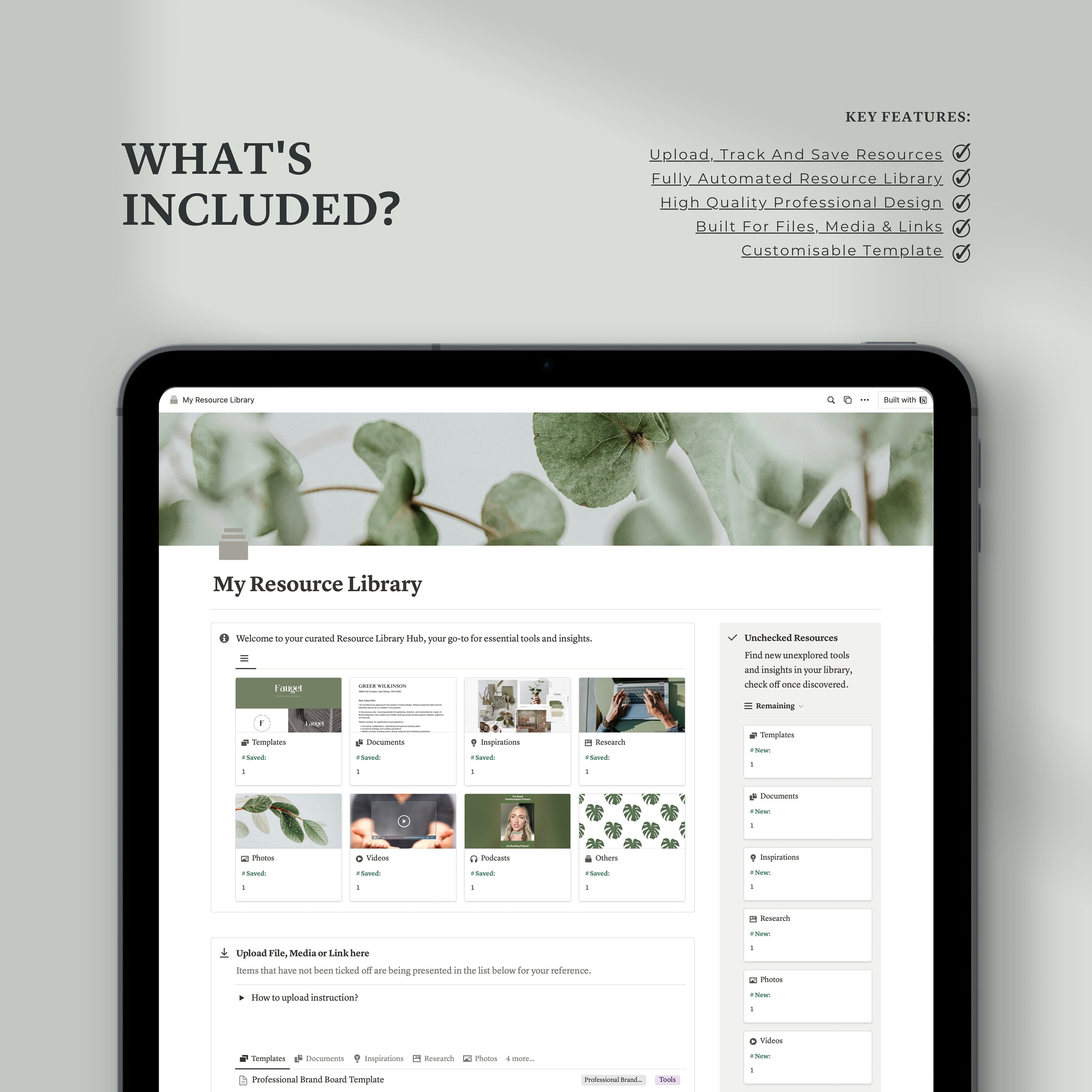 Notion Resource Library Hub Professional Notion Template A Designer's ...
