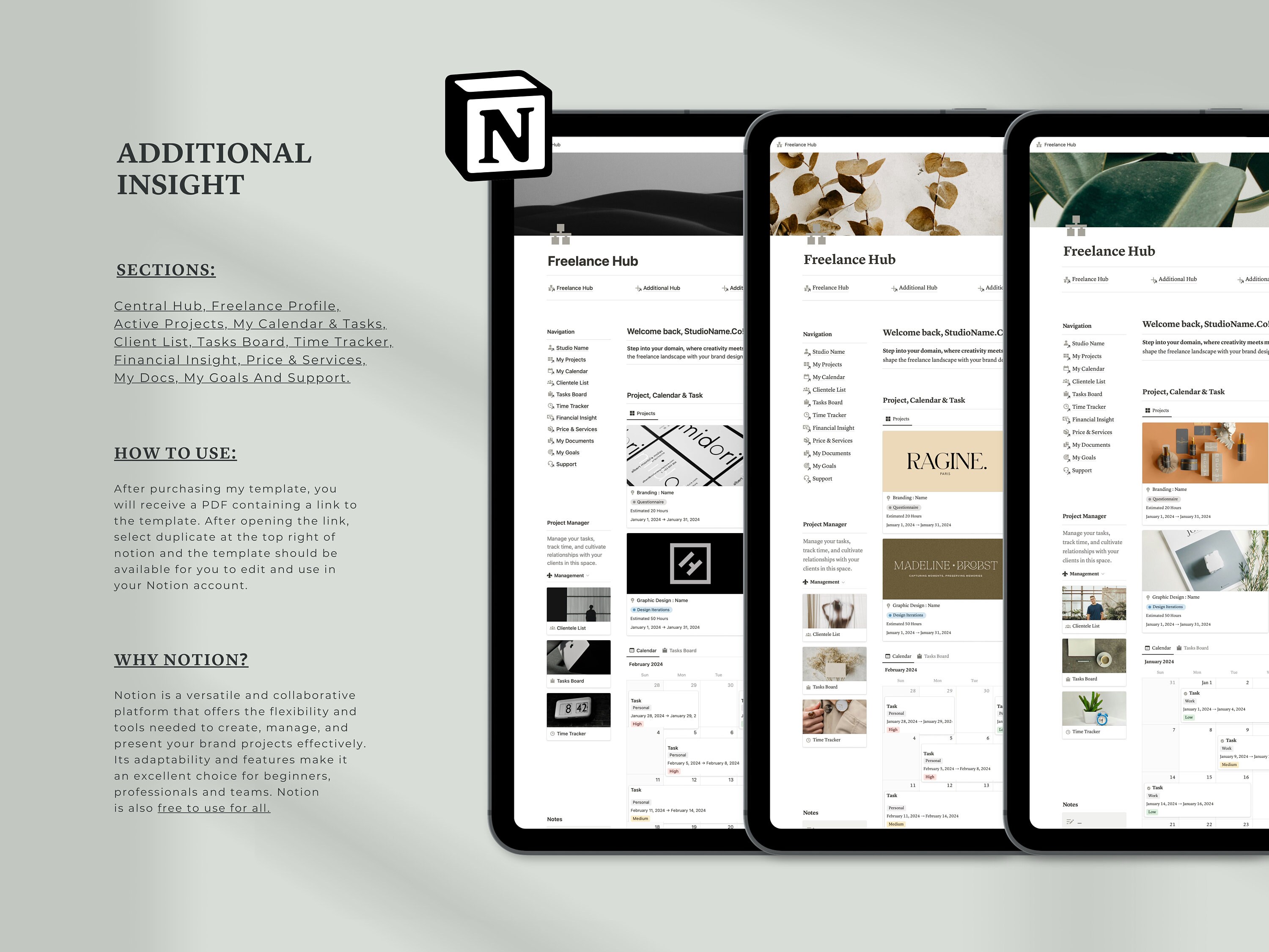 Notion Freelance Dashboard Hub | Professional Notion Template | Your ...