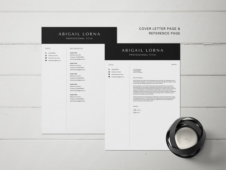 Professional Resume, Cover Letter & Reference Template | Word and Canva ...