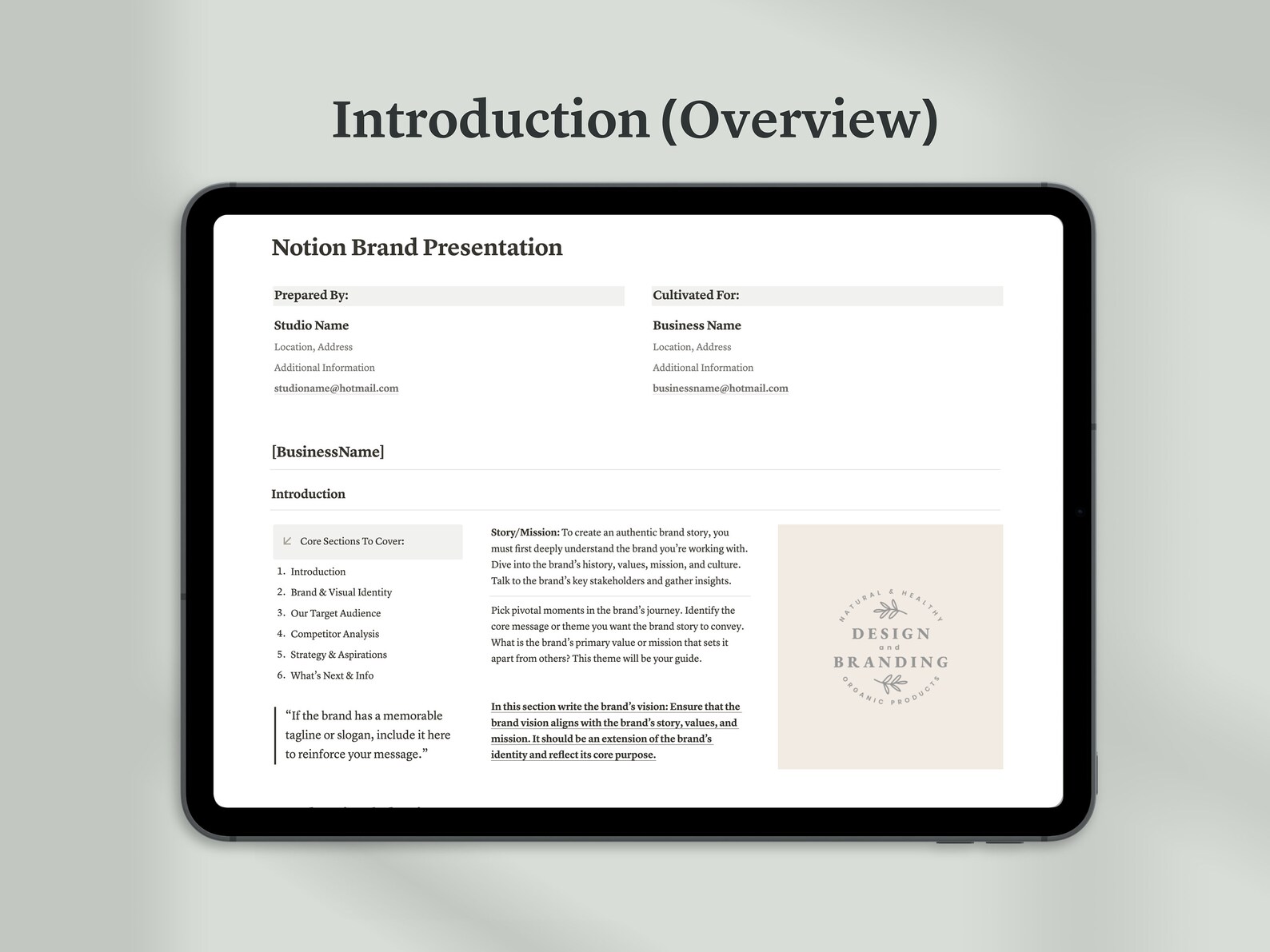Notion Brand Presentation Template | Professional Notion Template ...