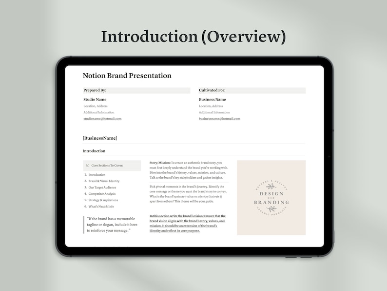 Notion Brand Presentation Template Professional Notion Template Present ...