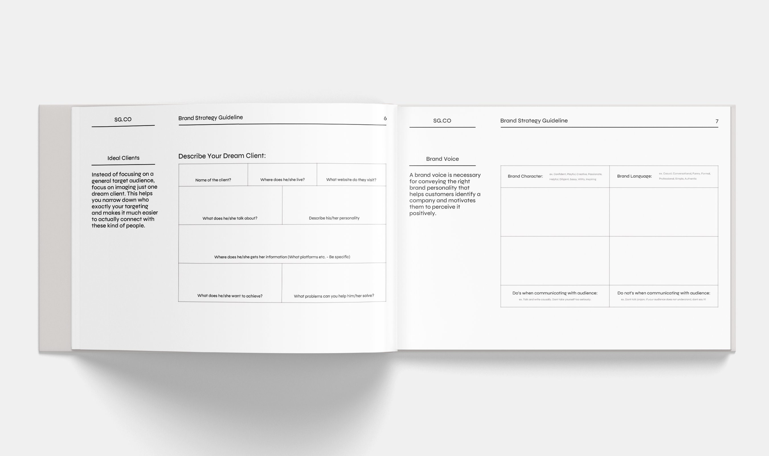 Minimalist Brand Strategy Workbook Template | Adobe Illustrator | Brand ...
