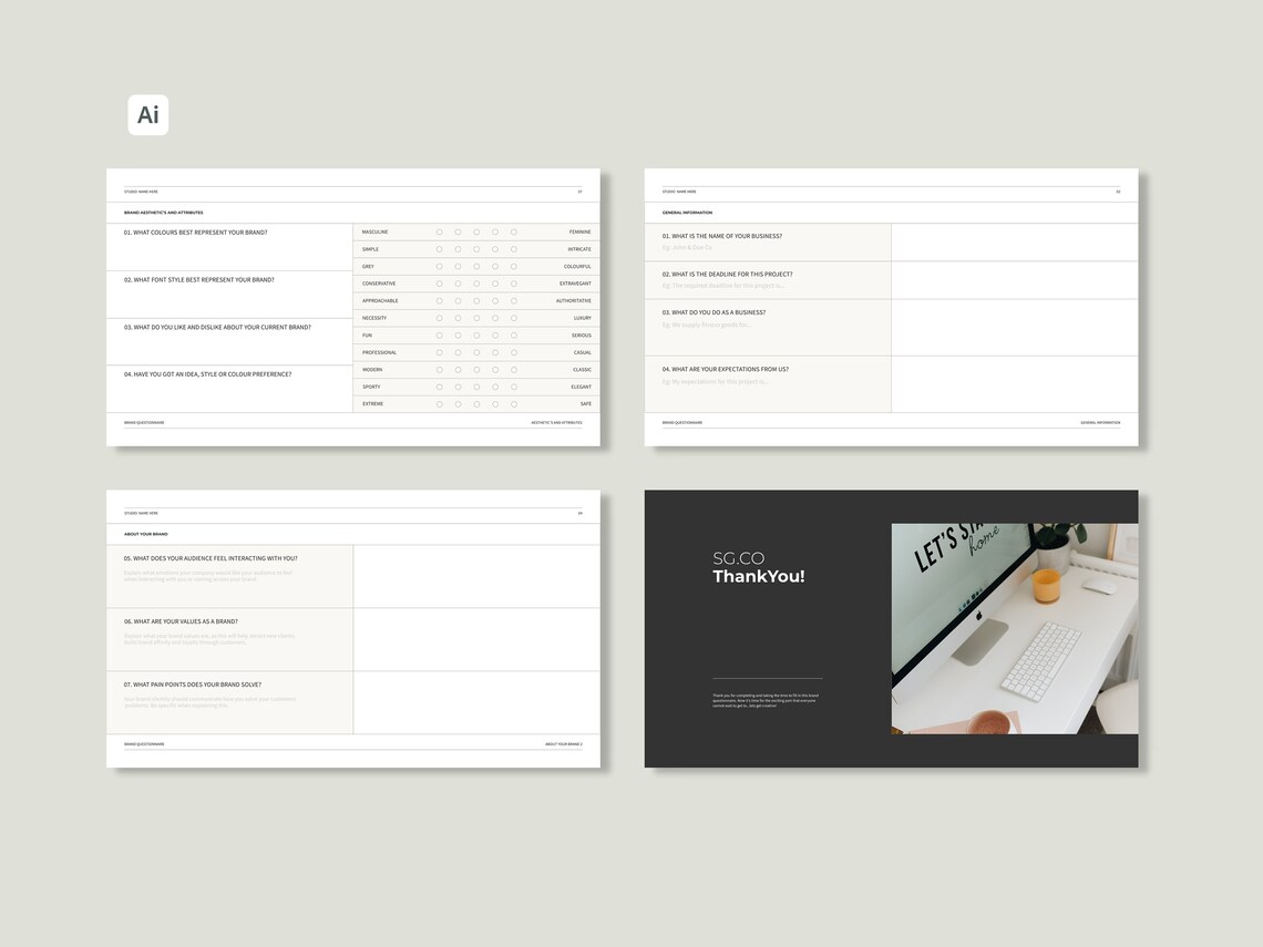 Brand Questionnaire Template | Adobe Illustrator | Brand Direction ...