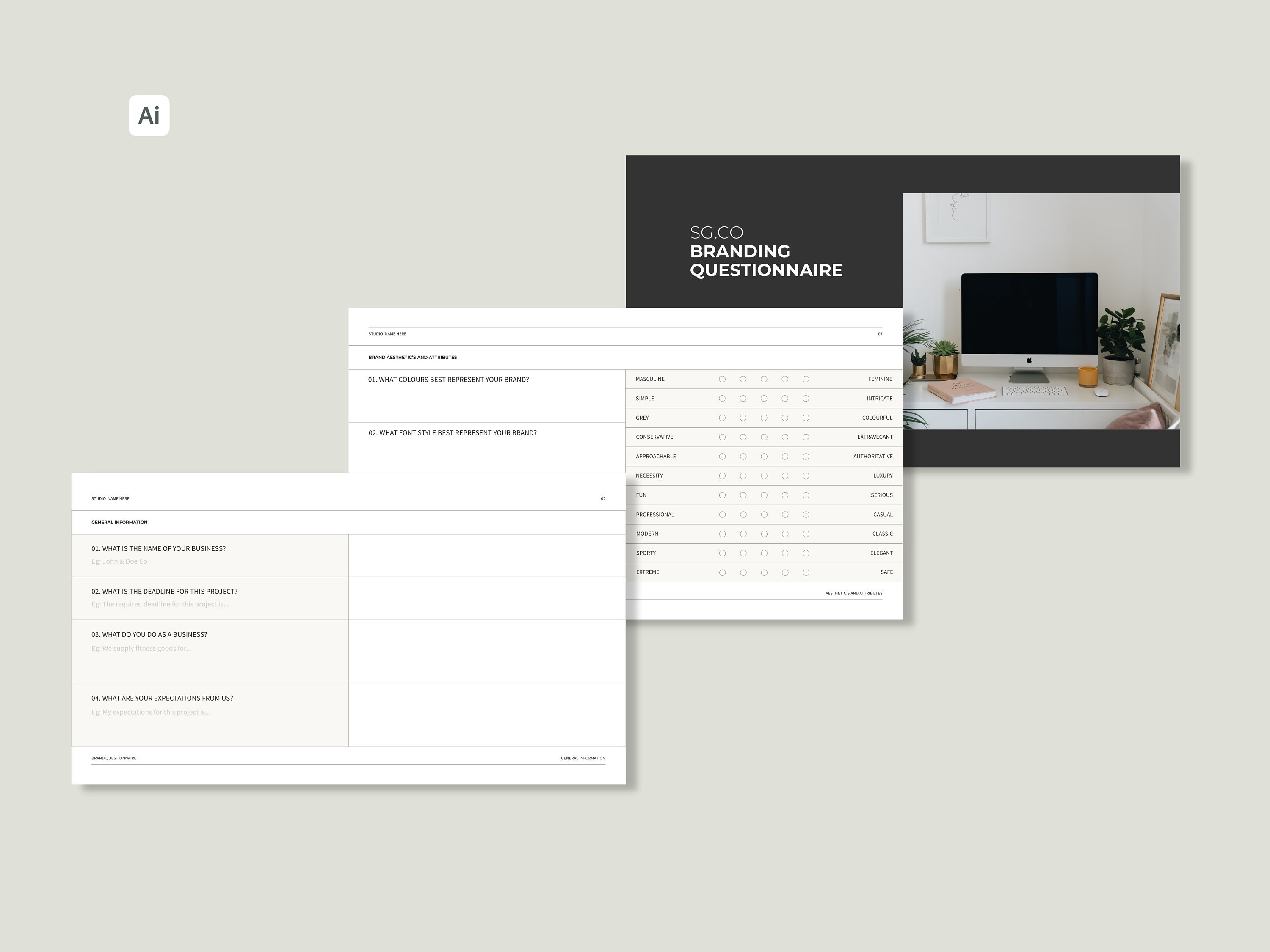 Brand Questionnaire Template | Adobe Illustrator | Brand Direction ...