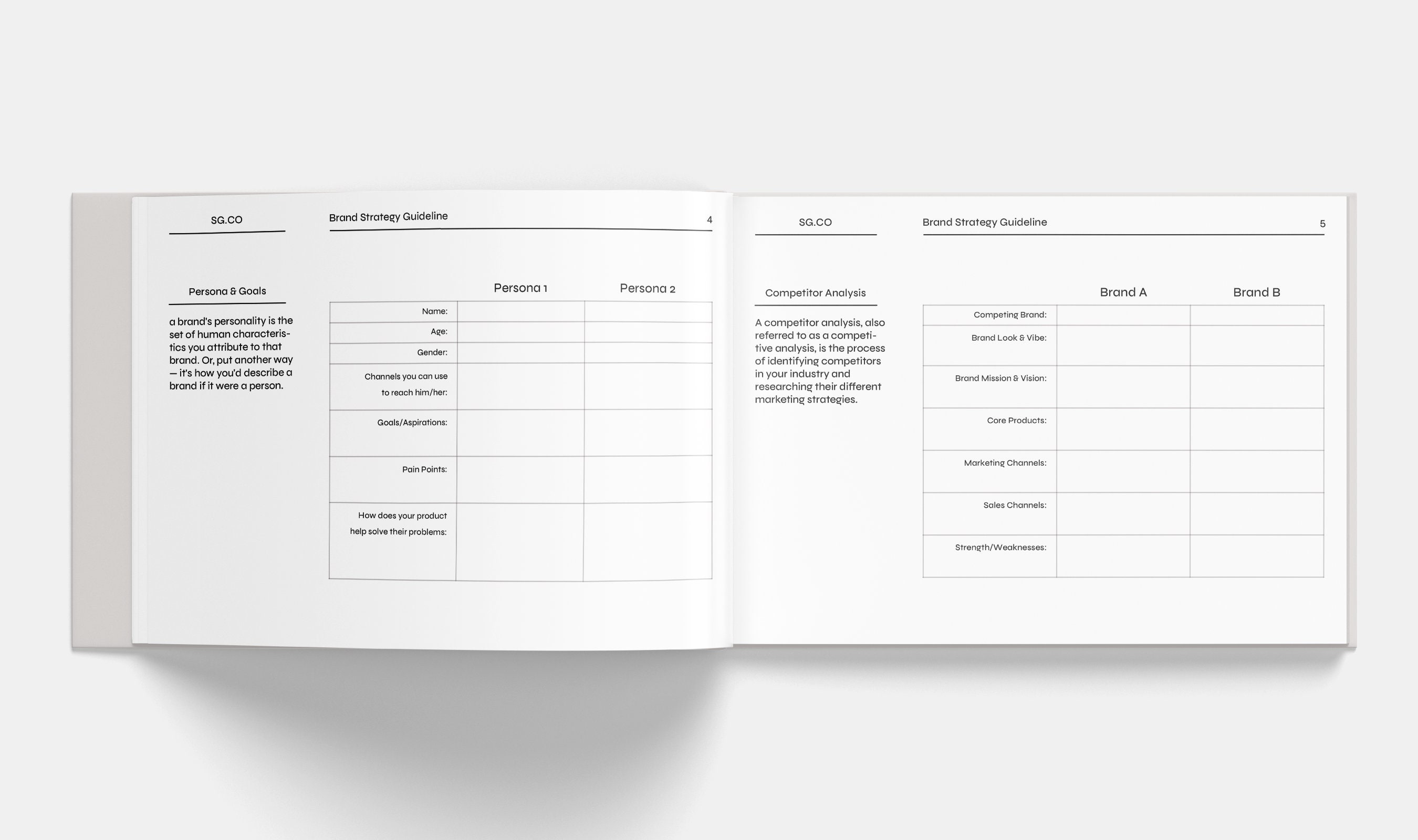 Minimalist Brand Strategy Workbook Template | Adobe Illustrator | Brand ...