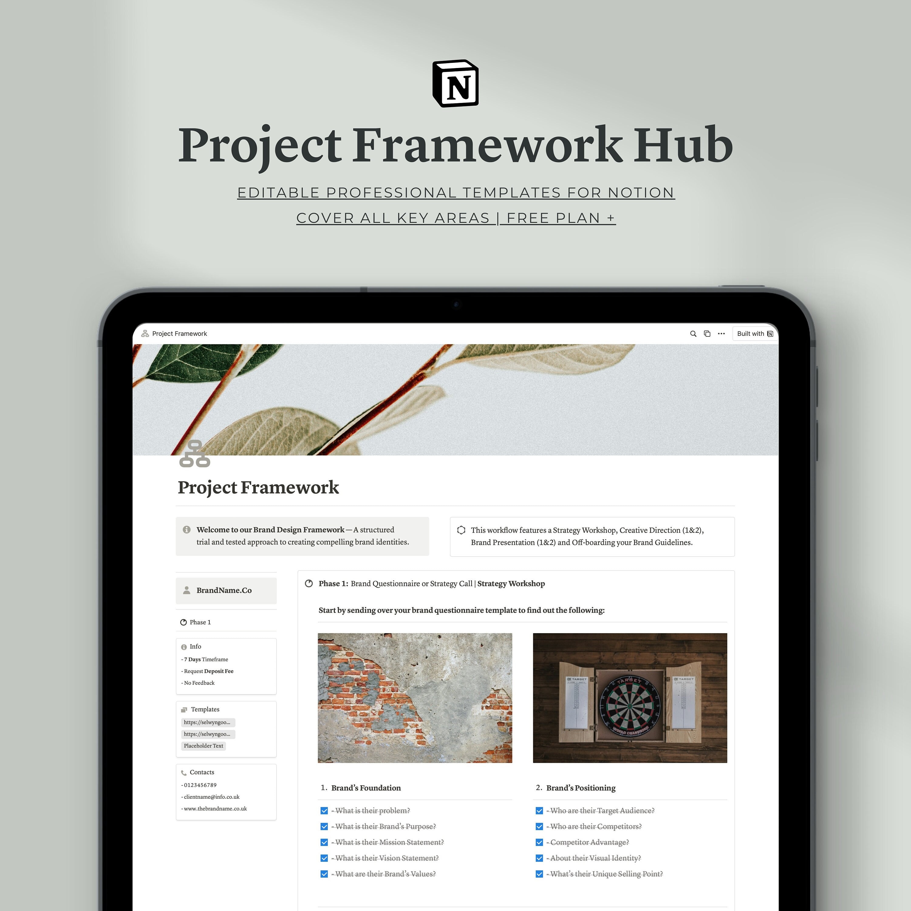 Notion Project Framework Hub | Professional Notion Template | Roadmap ...