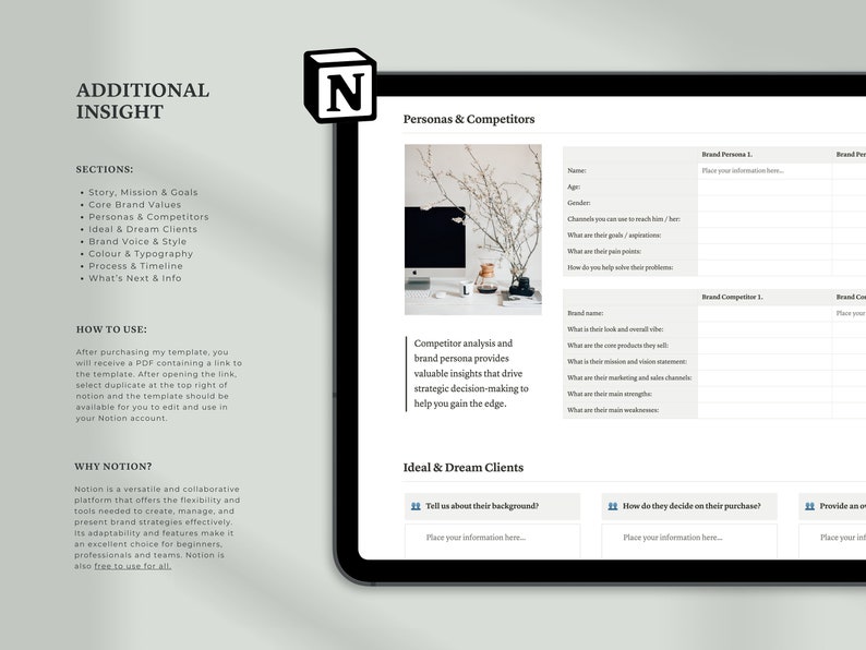 Notion Brand Strategy Template | Professional Notion Template | Strategies for Success - Etsy