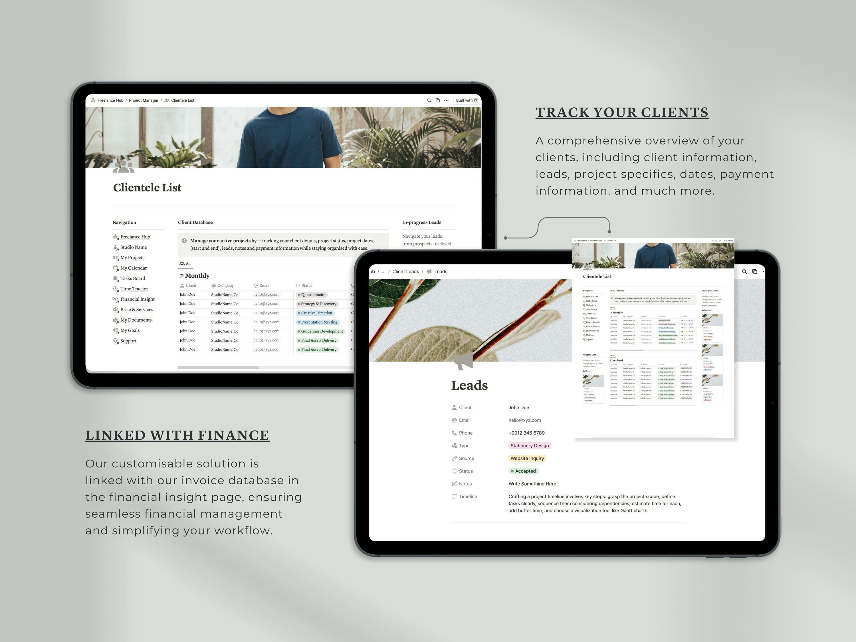 Notion Freelance Dashboard Hub Professional Notion Template Your ...