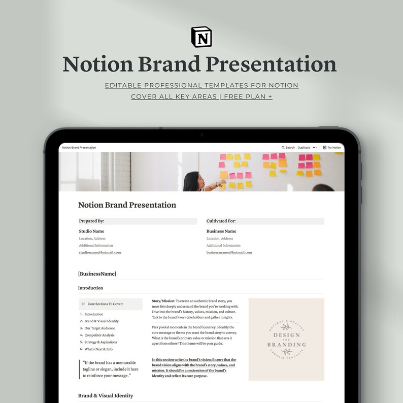 Notion Brand Presentation Template | Professional Notion Template ...