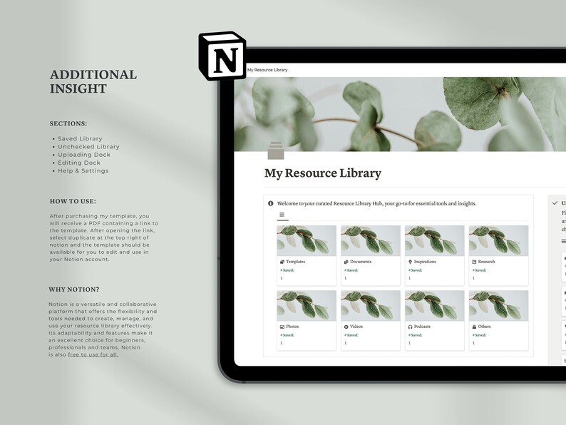 Notion Resource Library Hub | Professional Notion Template | A Designer ...